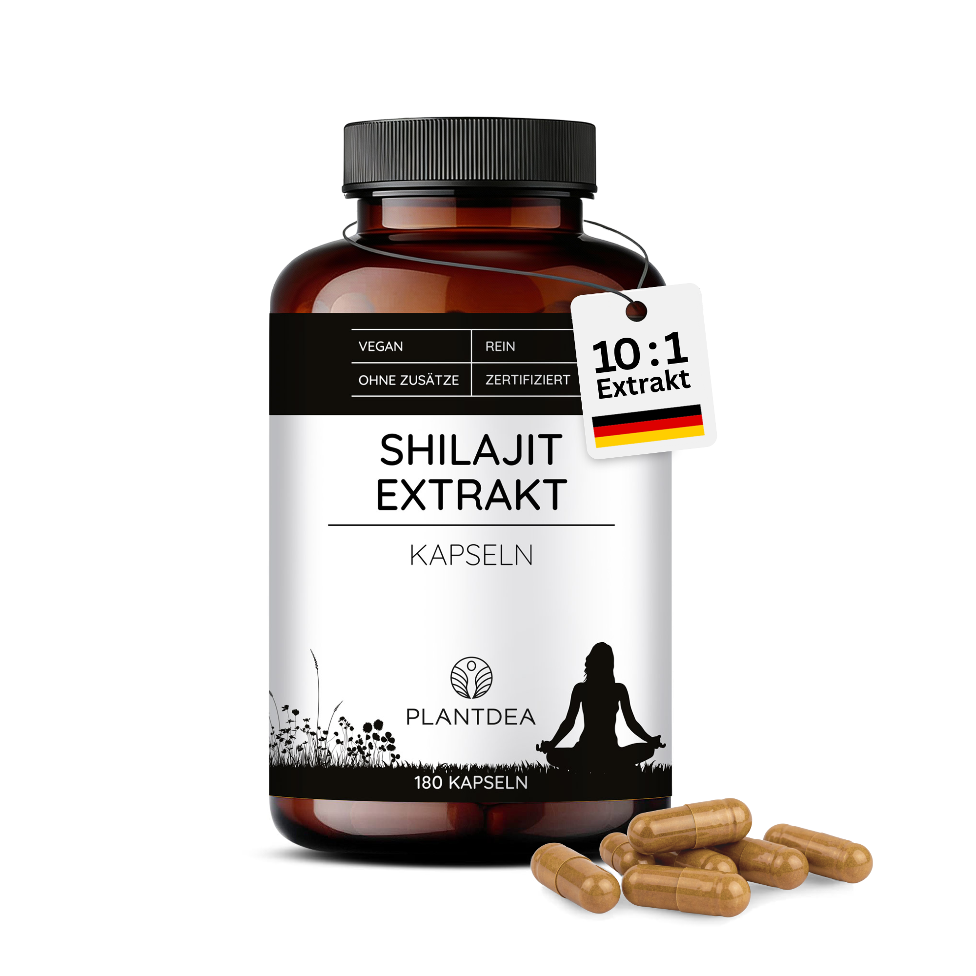 Shilajit Extrakt Kapseln | 180 Stück, vegan | PlantDEA